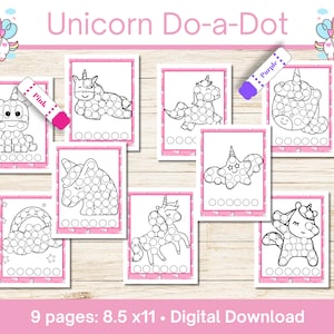 Printable Dot Marker Unicorn Pages Do a Dot Unicorn Coloring Pages - Etsy