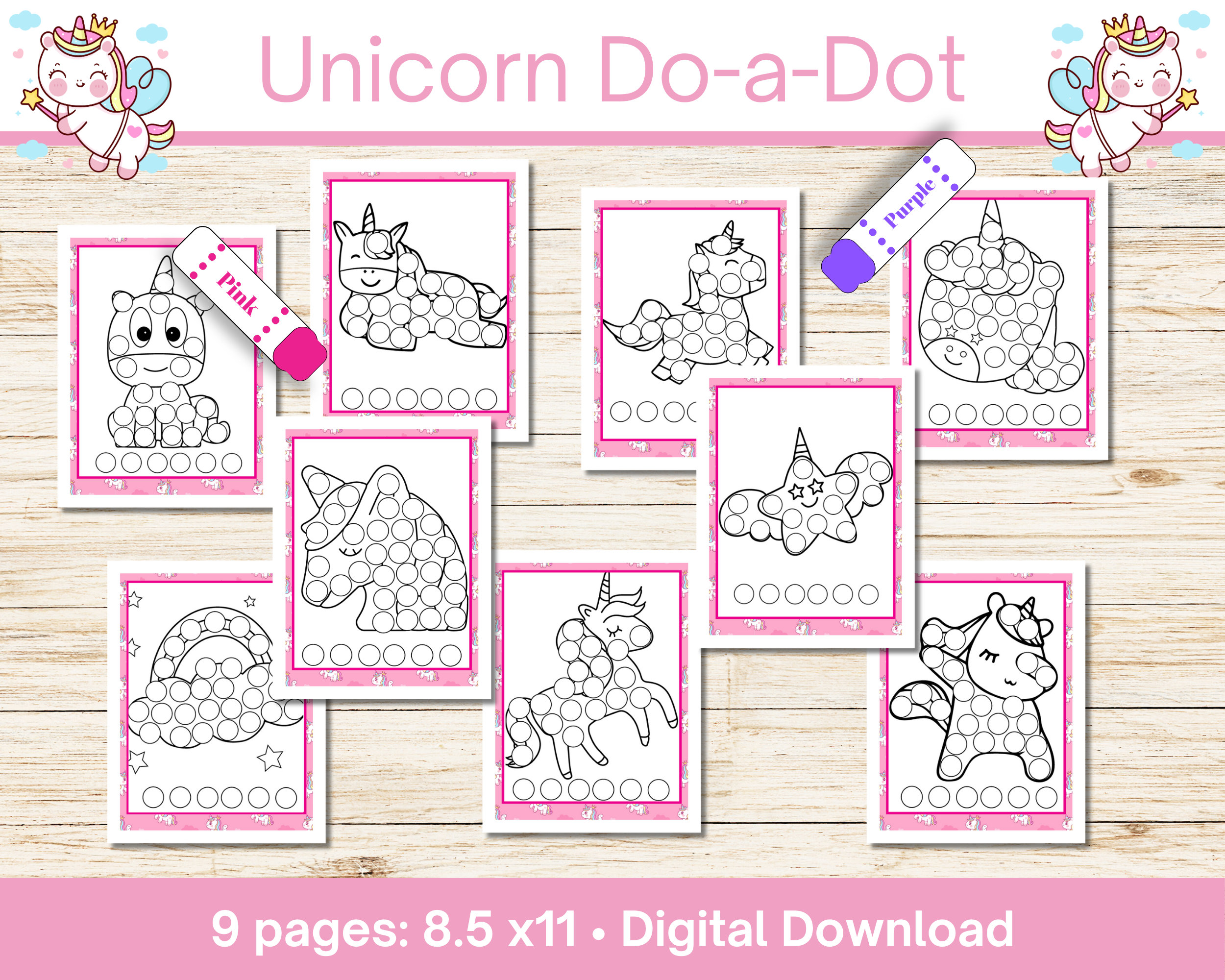 Printable Dot Marker Unicorn Pages Do a Dot Unicorn Coloring Pages - Etsy