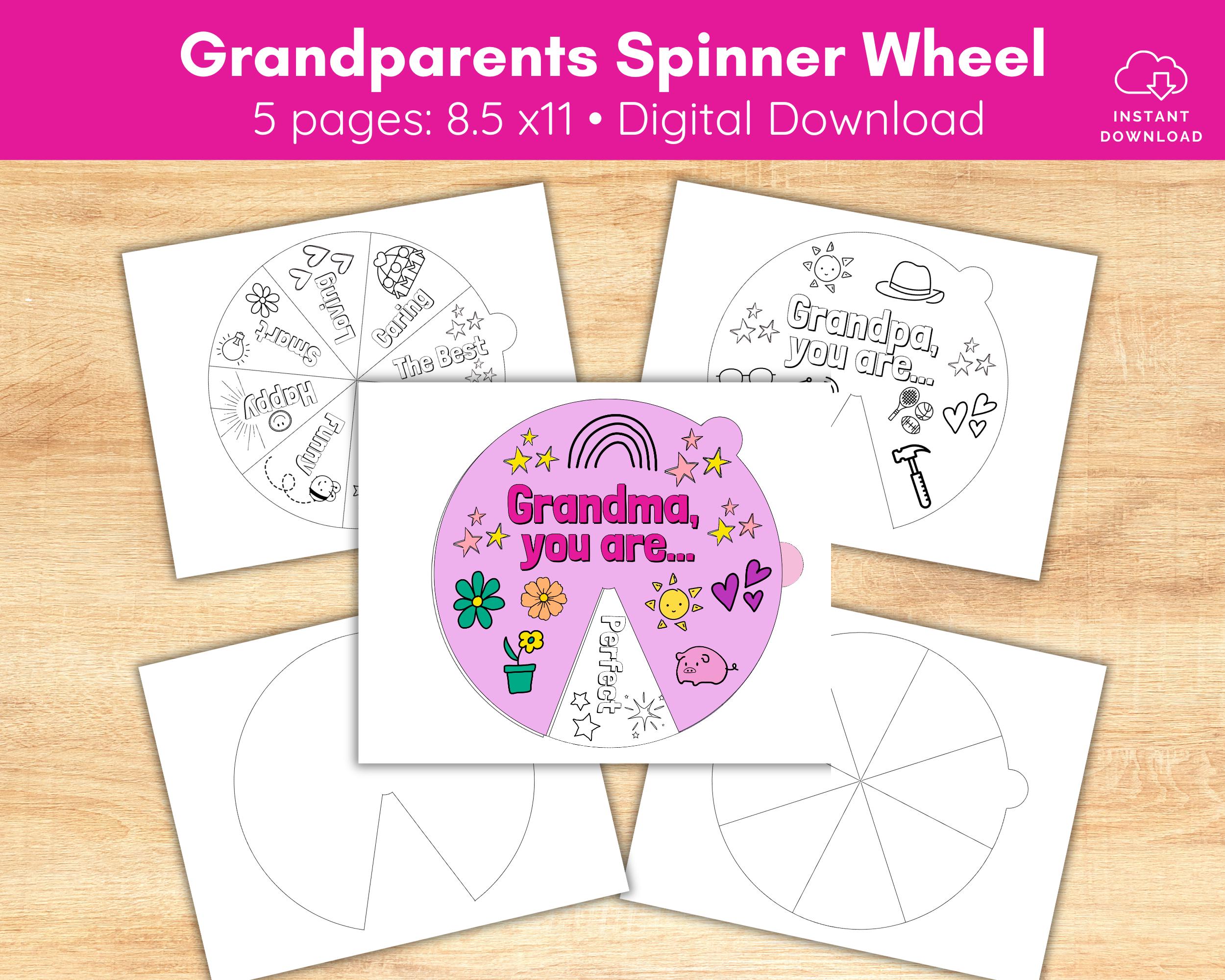 Printable Grandparents Spinner Wheel, Grandparents Day Activity, Kids ...