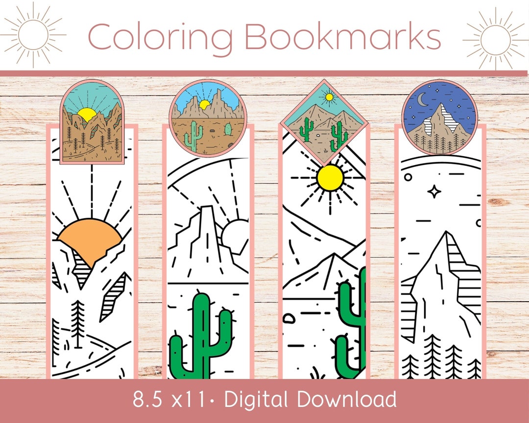 Printable Colouring Bookmarks Minimalist Bookmarks Boho - Etsy