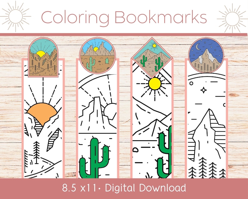 Printable Colouring Bookmarks Minimalist Bookmarks Boho - Etsy