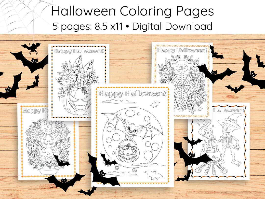 Halloween Coloring Pages Bundle 5 Pages of Ghosts, Pumpkins, and More ...