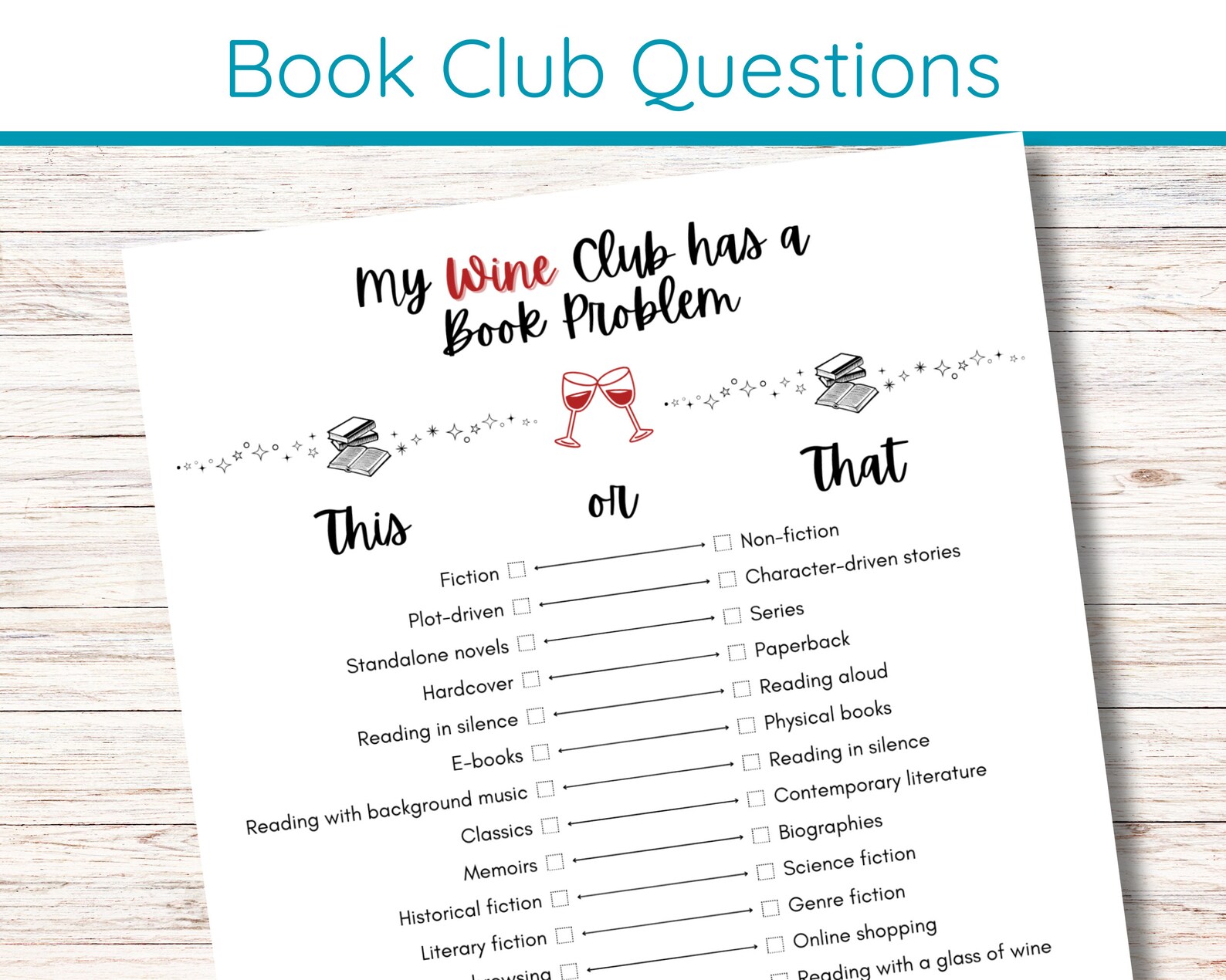 Printable Book Club Questions Wine Club Book Questions - Etsy
