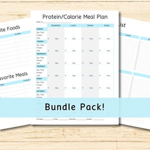 Printable Protein and Calorie Meal Plan, Grocery List - Etsy