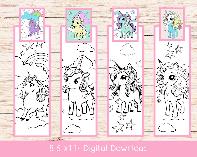 Printable Unicorn Coloring Bookmarks Unicorn Bookmarks Party Favors - Etsy