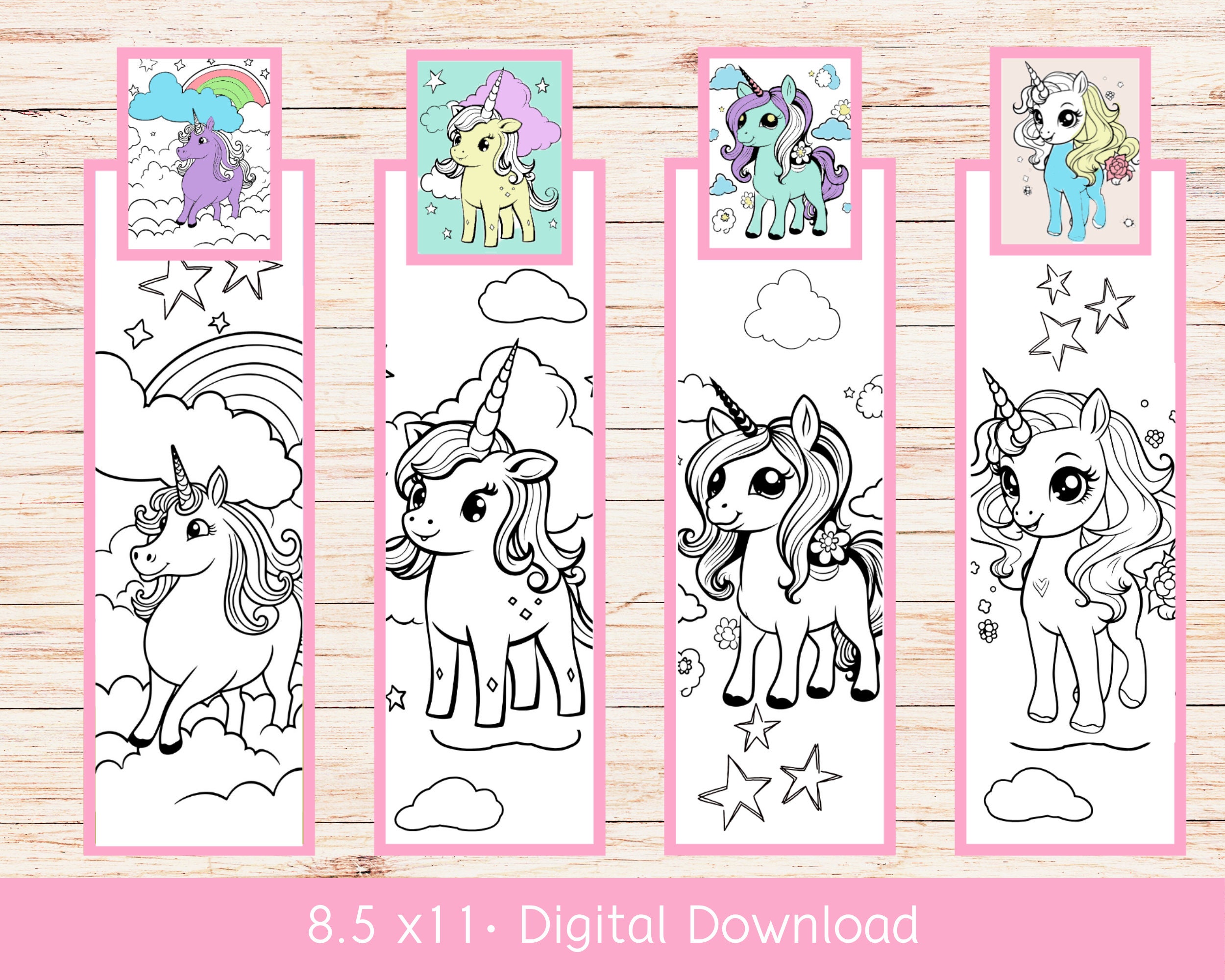 Printable Unicorn Coloring Bookmarks Unicorn Bookmarks Party Favors - Etsy