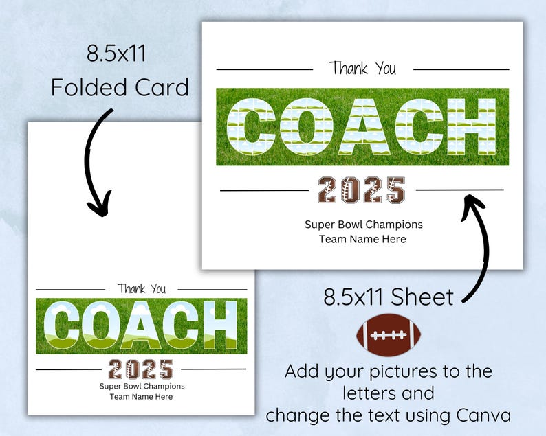 Editable Football Thank You Coach Collage Template, Football ...