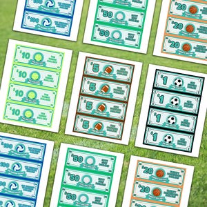 Printable Kids Sports Play Money, Pretend Money, Classroom Money, Kids ...