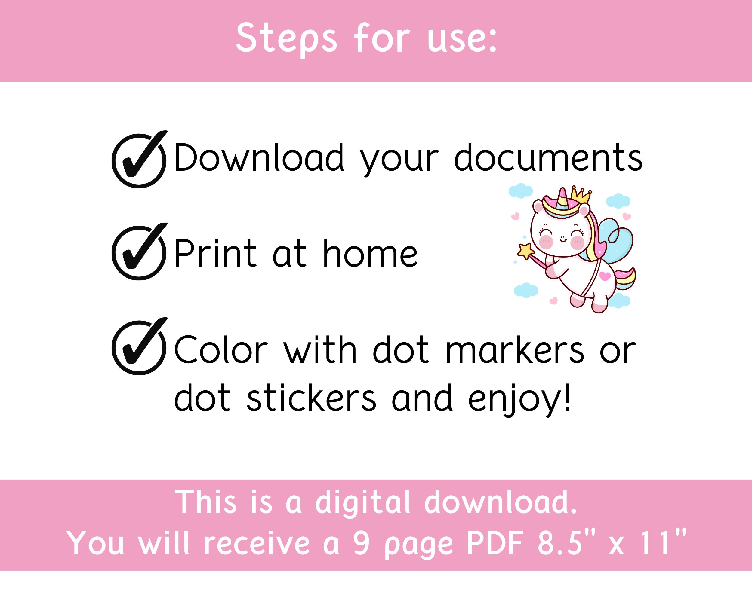 Printable Dot Marker Unicorn Pages Do a Dot Unicorn Coloring Pages - Etsy