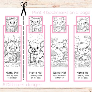 Printable Pig Coloring Bookmarks Pig Bookmarks Party Favors - Etsy