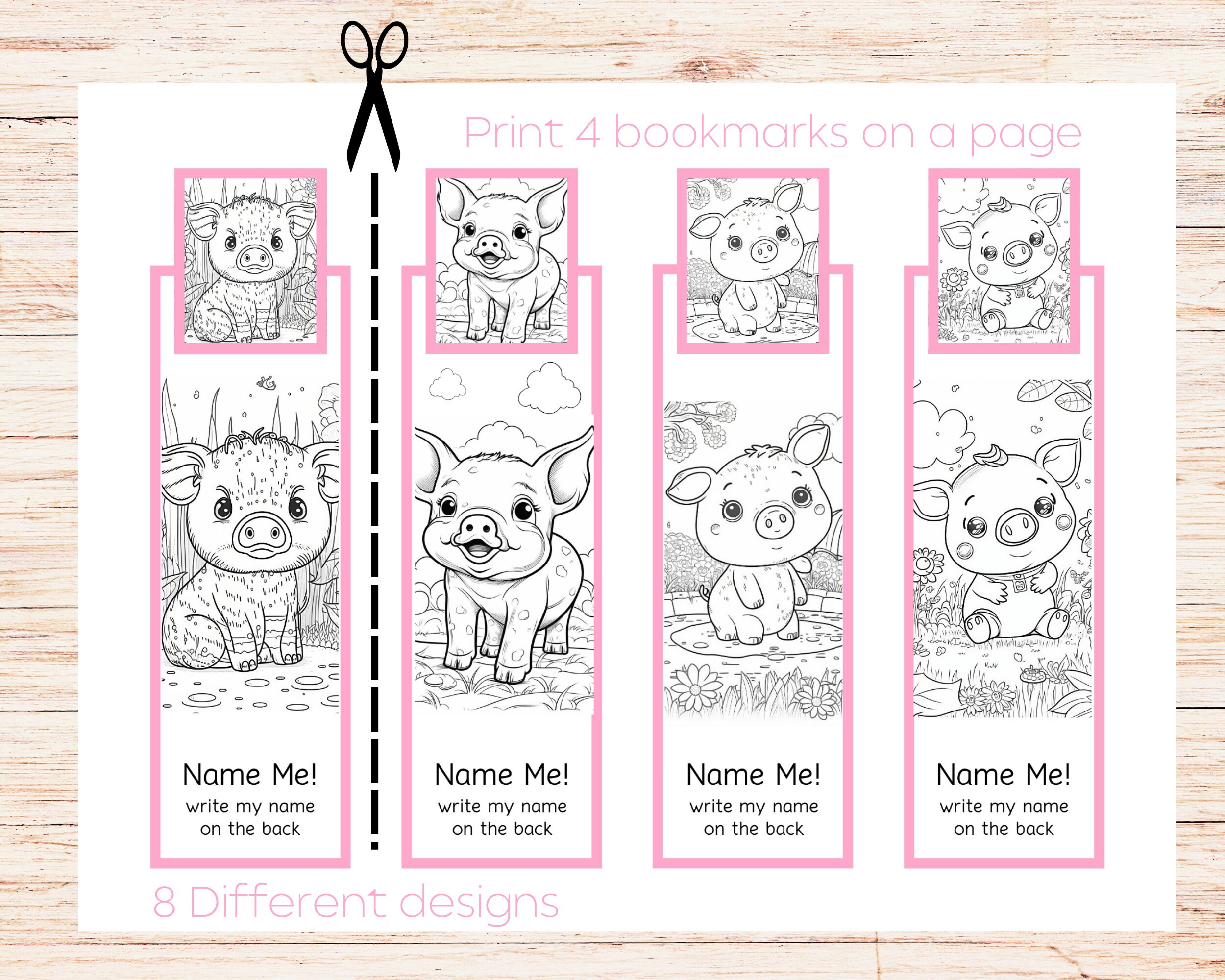 Printable Pig Coloring Bookmarks Pig Bookmarks Party Favors - Etsy