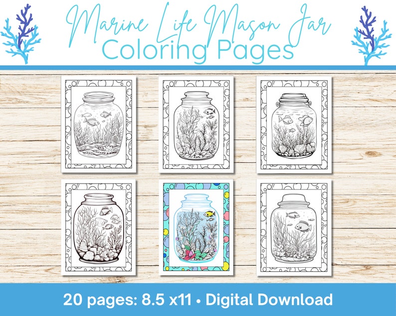 Printable Colouring Pages Marine Life Colouring Pages Mason Jar Under ...