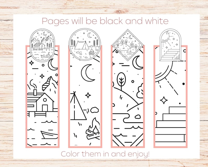 Printable Colouring Bookmarks Minimalist Bookmarks Boho - Etsy