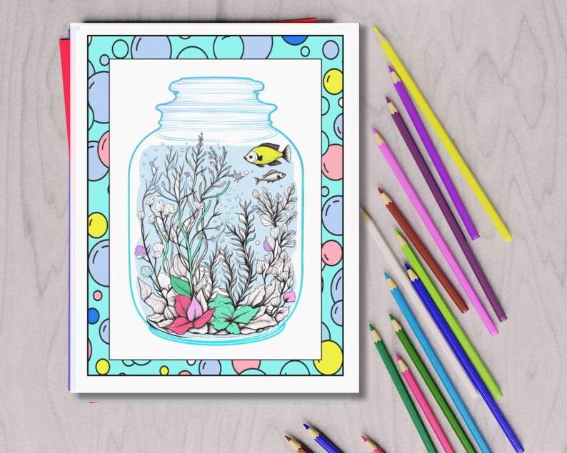 Printable Colouring Pages Marine Life Colouring Pages Mason Jar Under ...