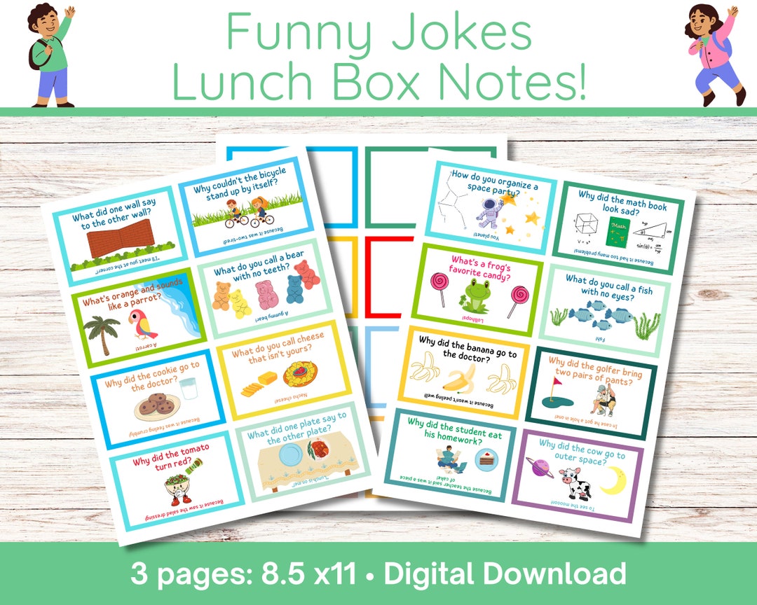 Funny Jokes Lunch Box Notes Printable Lunch Box Notes Funny Jokes for ...