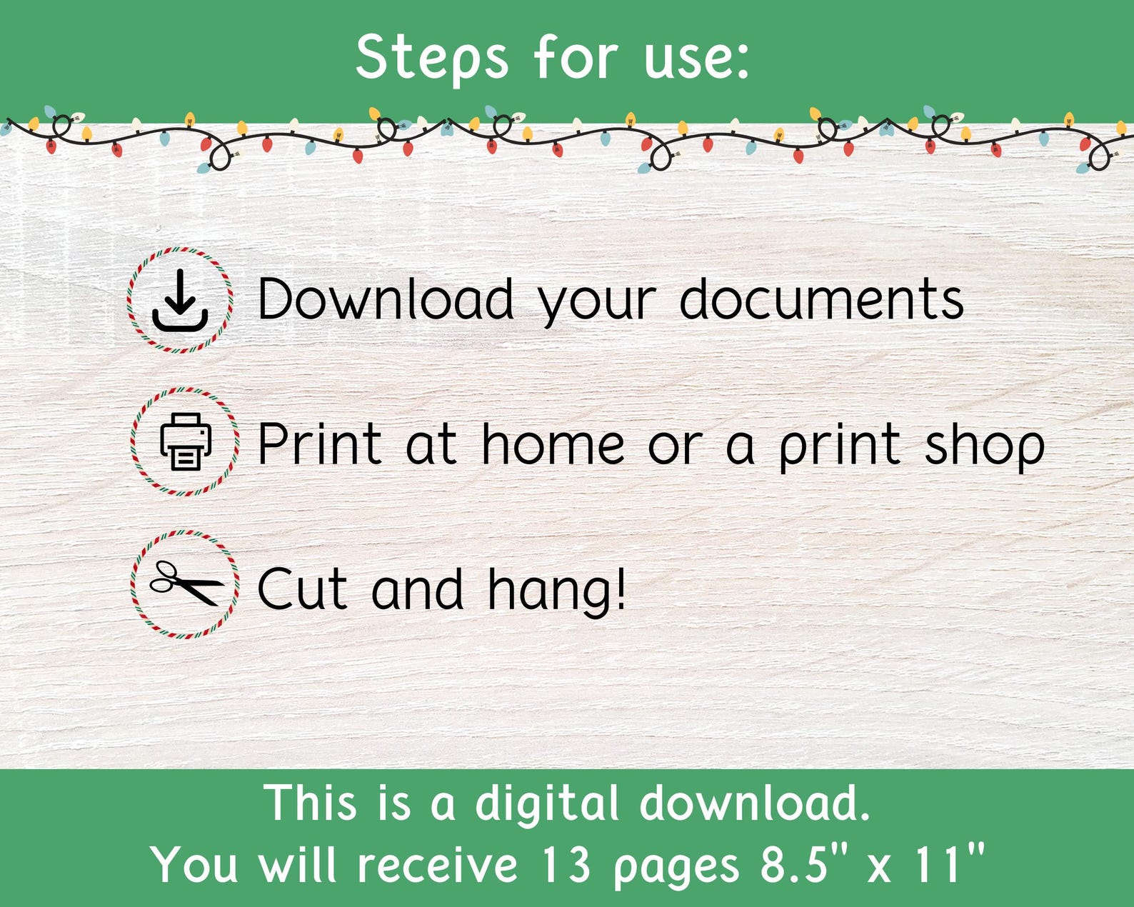Christmas Garland Banner, Printable Christmas Banner, Digital Christmas ...
