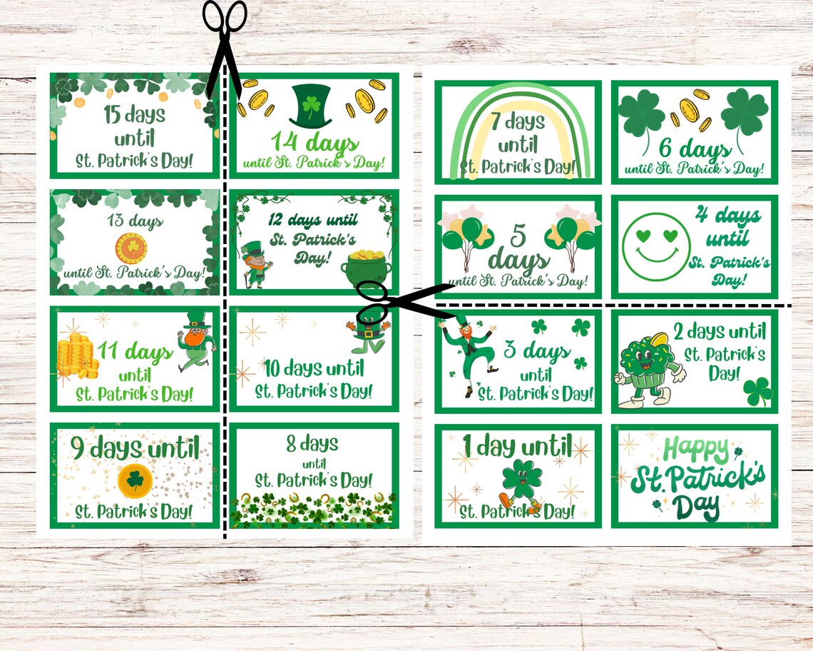 St. Patrick's Day Countdown Lunch Box Notes Printable St. Patty's Day ...