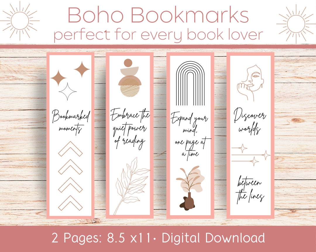 Printable Boho Bookmarks Minimalist Bookmarks Boho - Etsy
