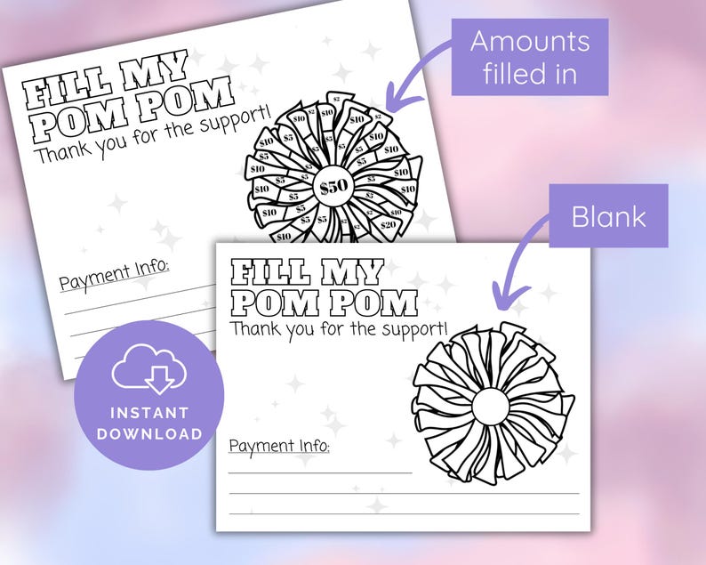Printable Cheer Fundraiser Forms, Pom Pom Cheerleading Fundraiser, Pom ...