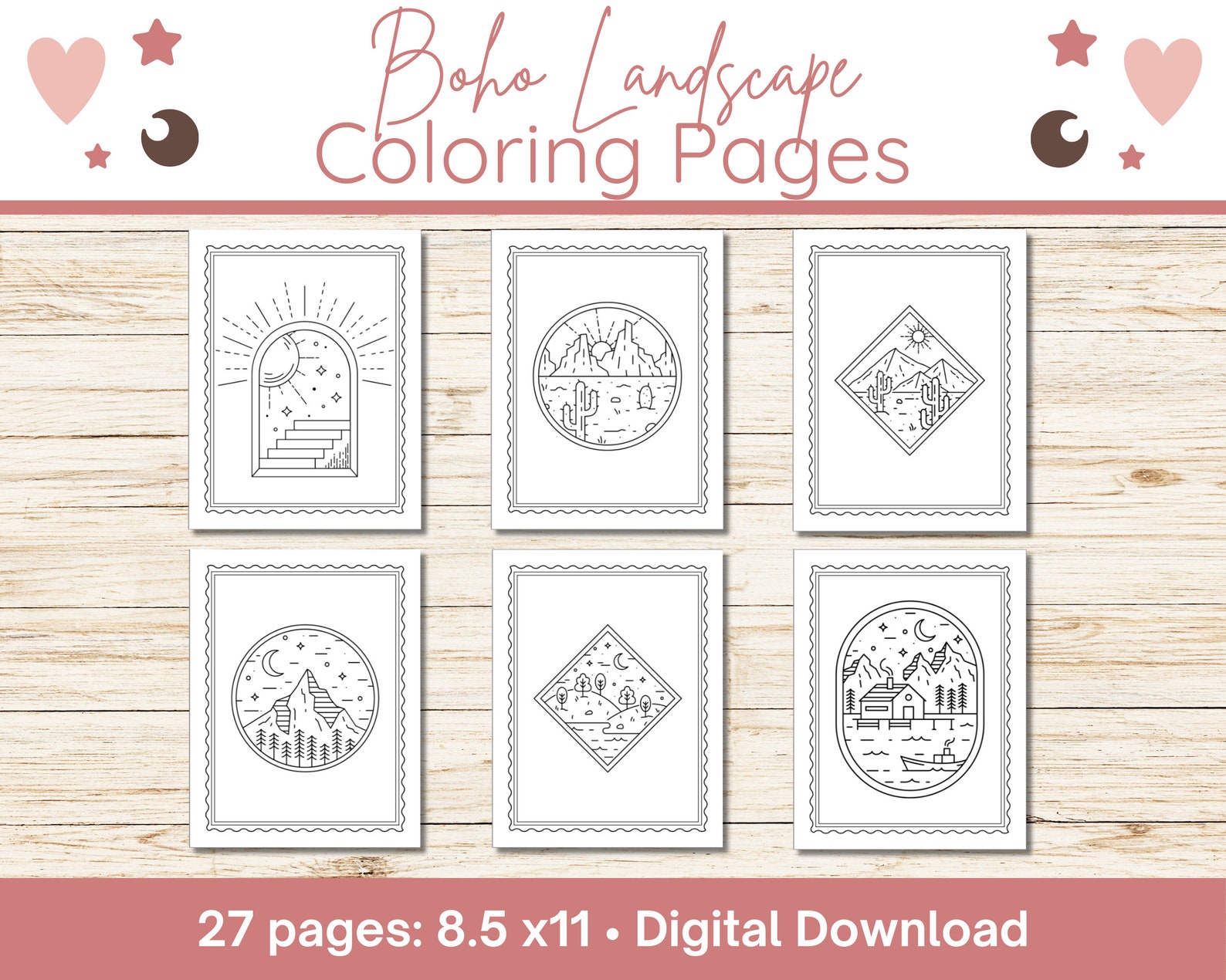 Printable Colouring Pages Minimalist Boho Colouring Pages Landscape ...