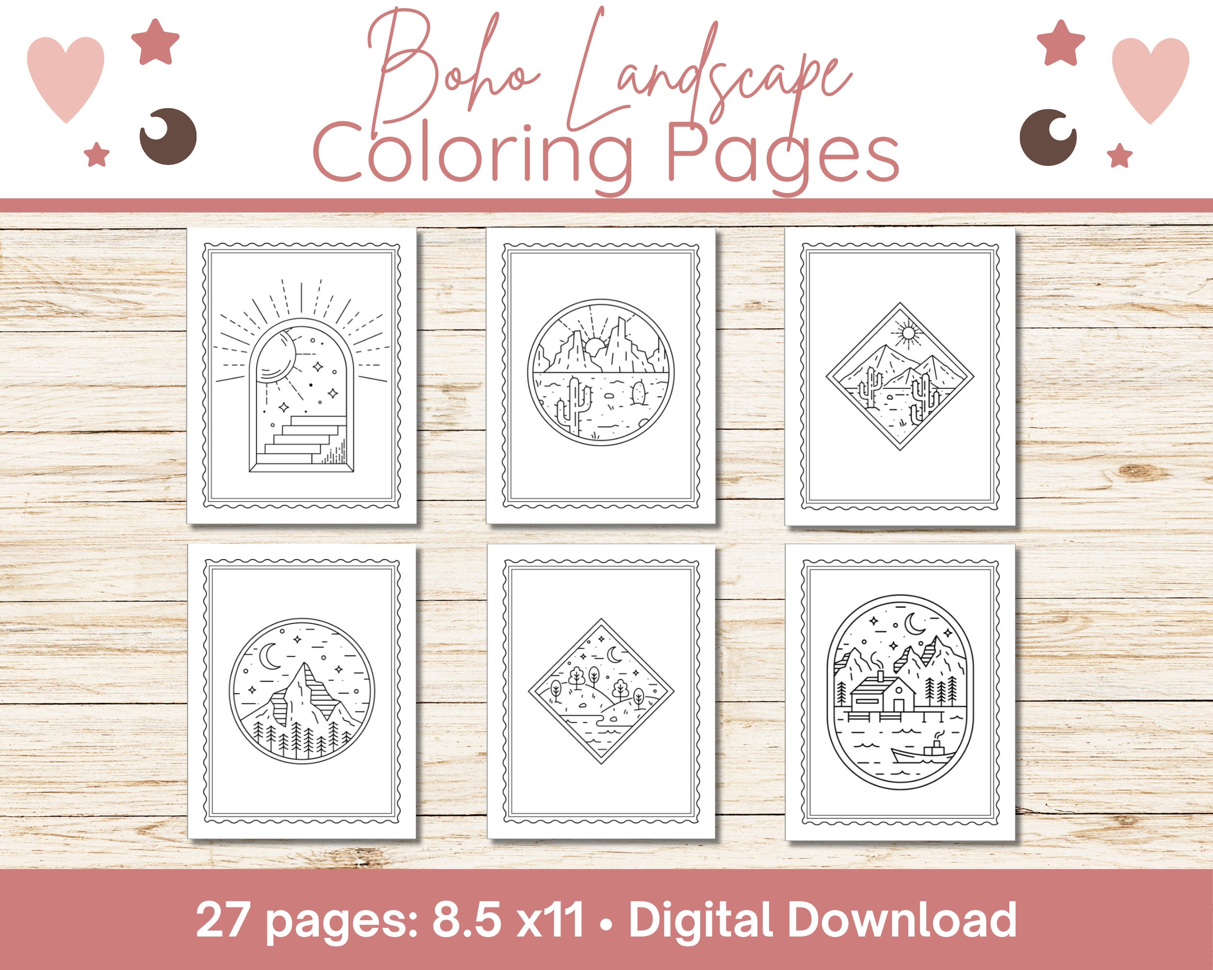 Printable Colouring Pages Minimalist Boho Colouring Pages Landscape ...