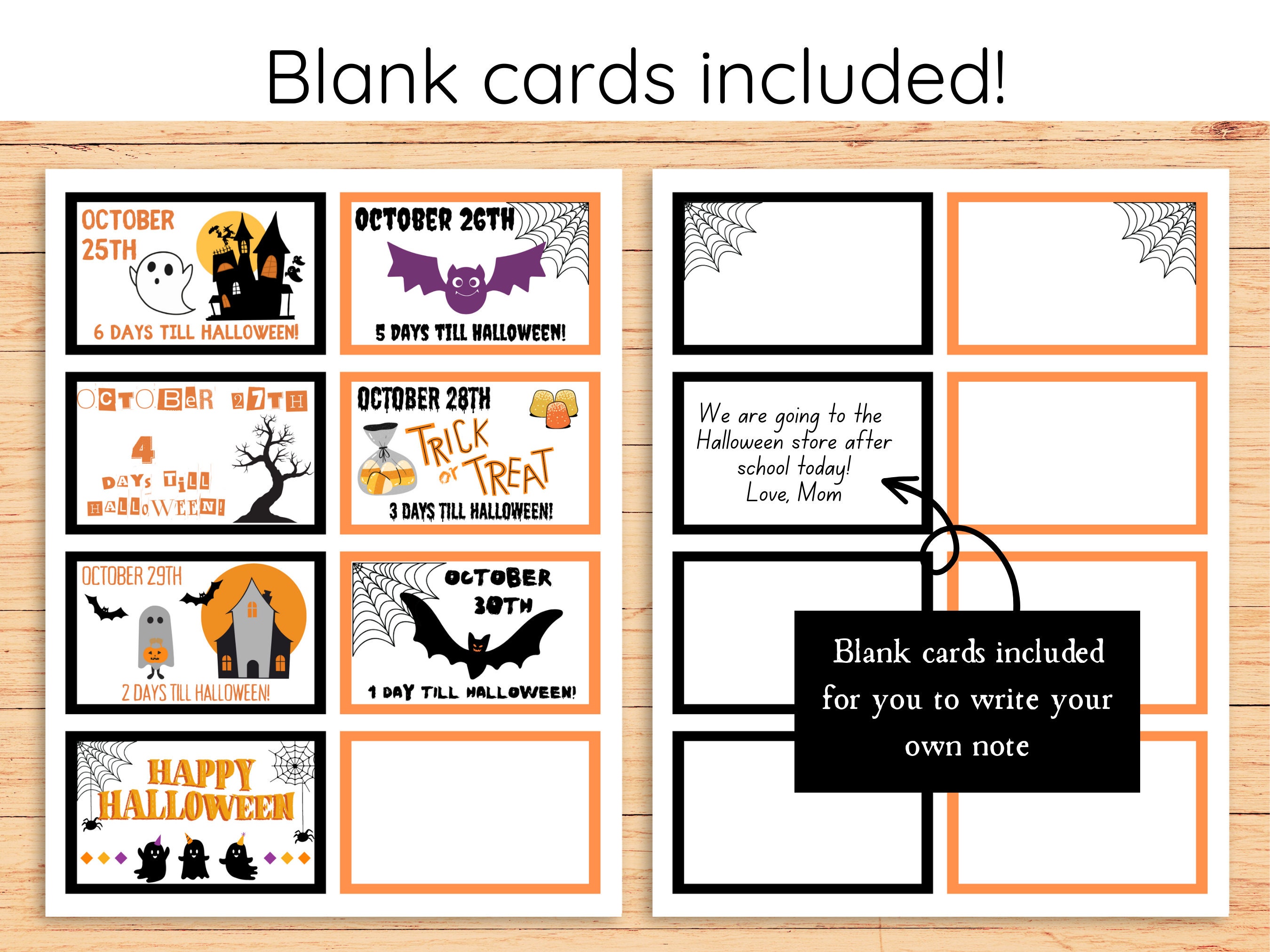 Halloween Countdown Lunch Box Notes Printable Halloween Lunch Box Notes ...