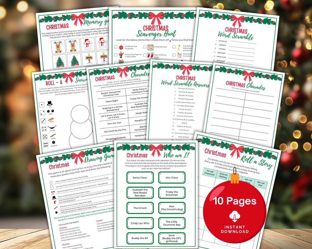 Christmas Games Printable Bundle for Family, Christmas Games Printable ...