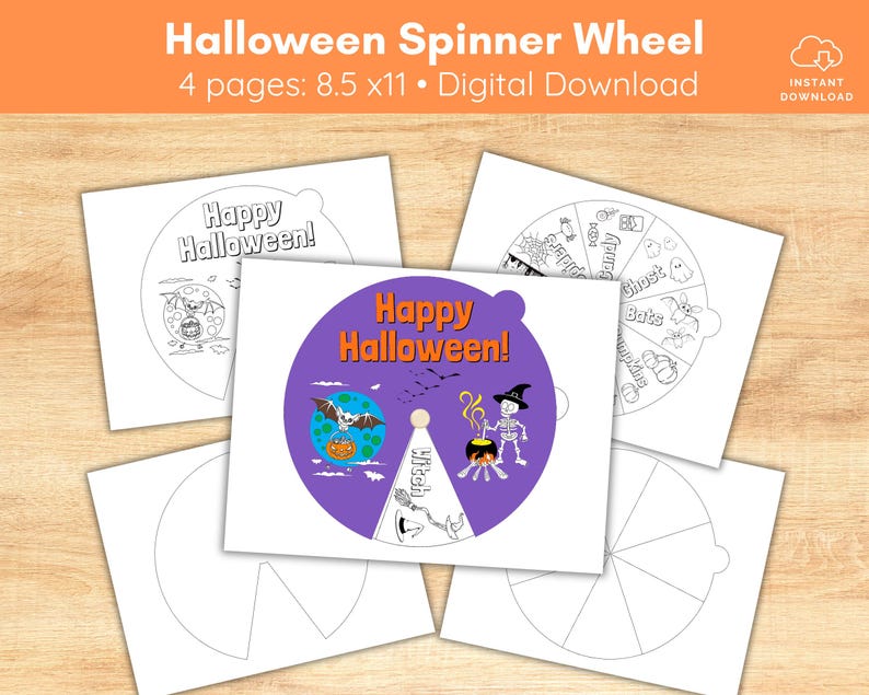 Printable Halloween Spinner Wheel, Halloween Activity, Kids Halloween ...