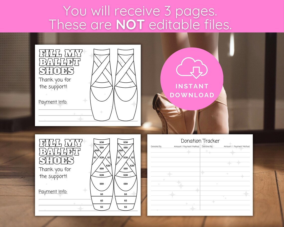 Printable Ballet Fundraiser Forms, Ballet Shoes Fundraiser, Dance ...