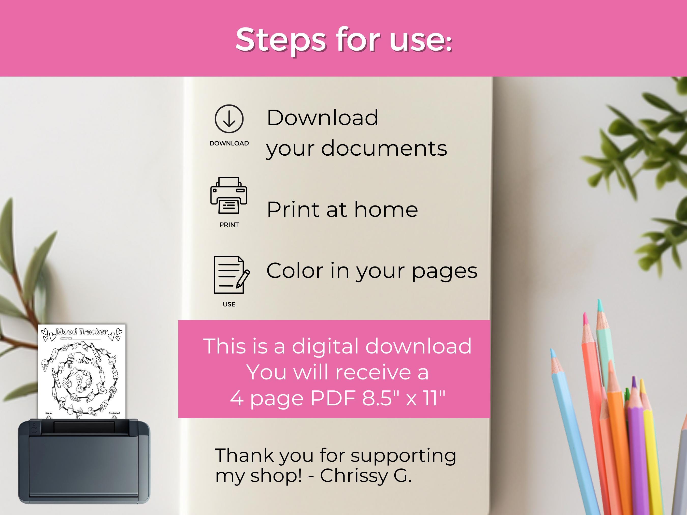 Printable Ice Cream Mood Tracker, Feelings Chart, Monthly Tracker - Etsy