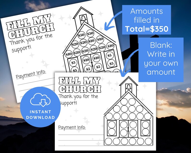 Printable Church Fundraiser Forms, Church Donation, Fill My Cross ...