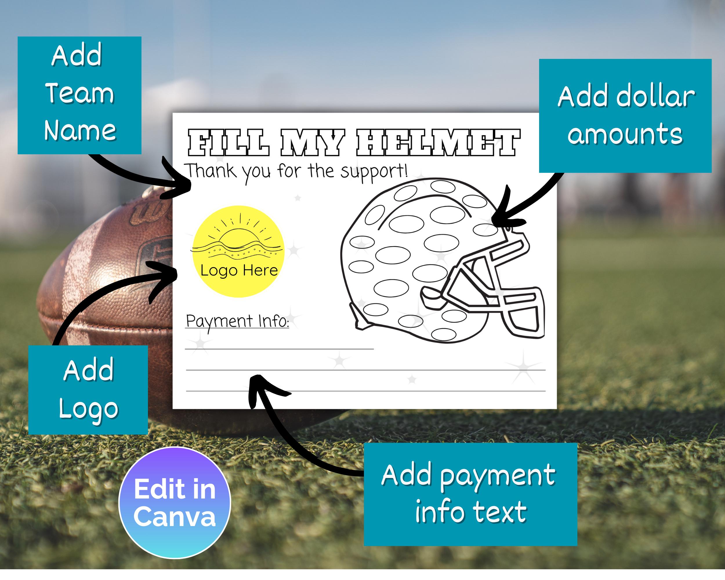 Editable Football Fundraiser Forms, Football Fundraiser Pages, Football ...