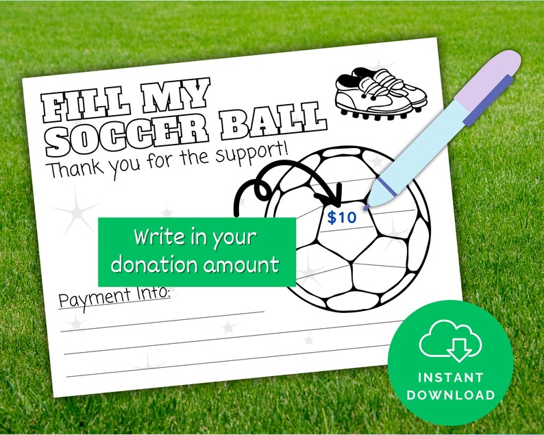 Printable Soccer Fundraiser Forms, Soccer Fundraiser Pages - Etsy