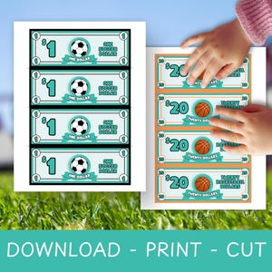 Printable Kids Sports Play Money, Pretend Money, Classroom Money, Kids ...