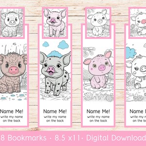 Printable Pig Coloring Bookmarks Pig Bookmarks Party Favors - Etsy