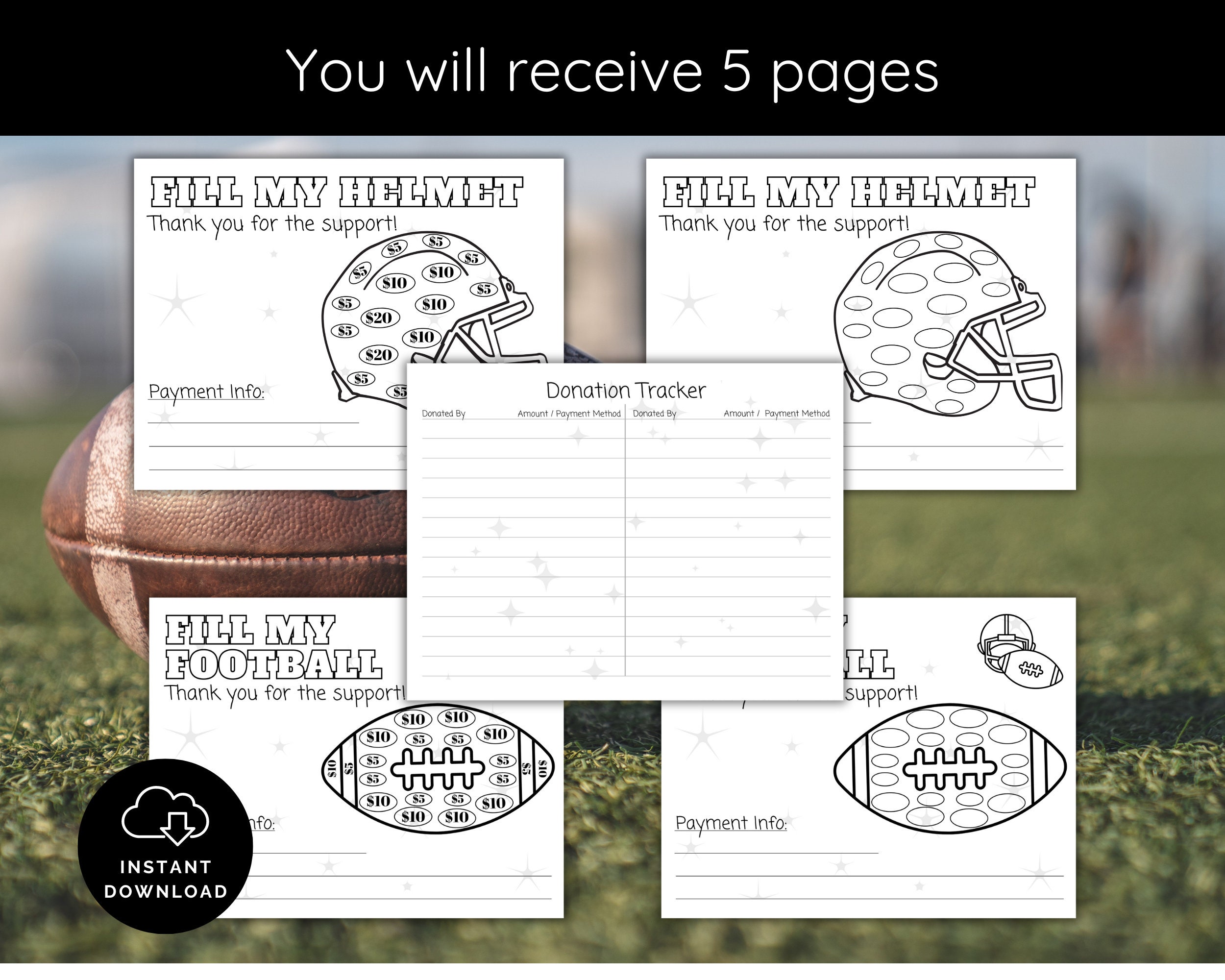 Printable Football Fundraiser Forms, Football Fundraiser Pages ...