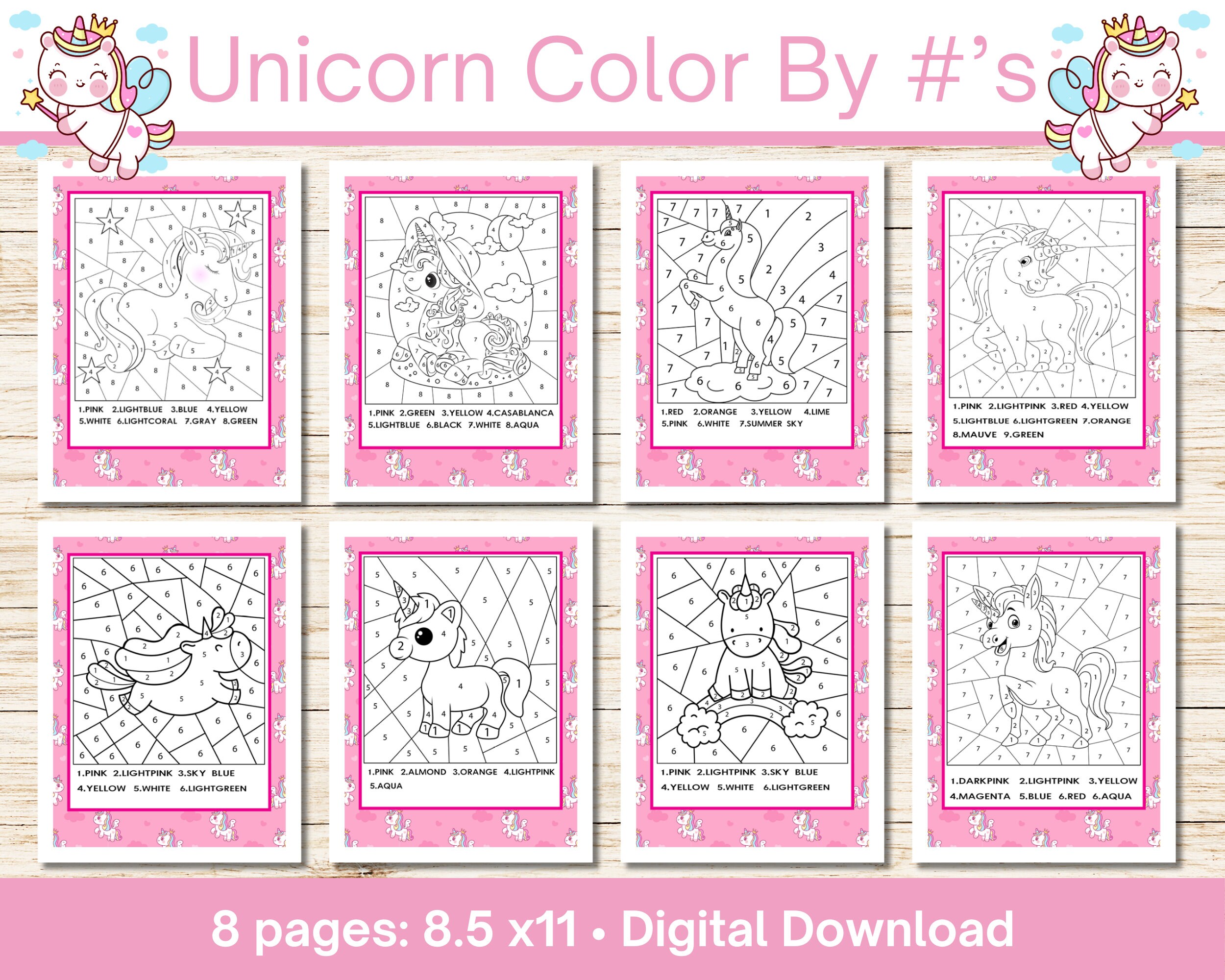 Printable Unicorn Color By Numbers Creative Girls Unicorn Activity