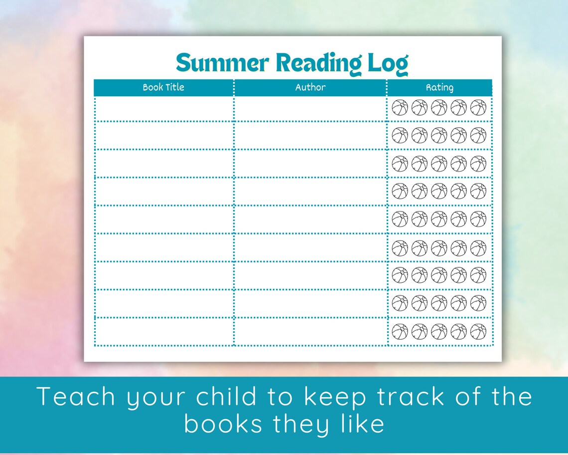 Printable Kids' Summer Reading Challenge, Minute Reading Log, Summer ...