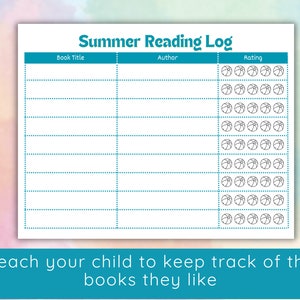 Printable Summer Reading Challenge, Minute Reading Log, Summer Reading ...