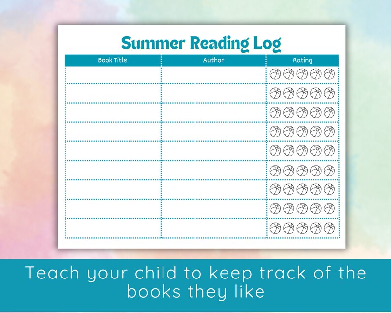 Printable Summer Reading Challenge, Minute Reading Log, Summer Reading ...