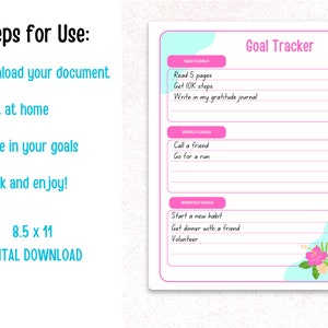 Printable Daily Goal Tracker, Two Week Habit Tracker, Monthly Calendar ...