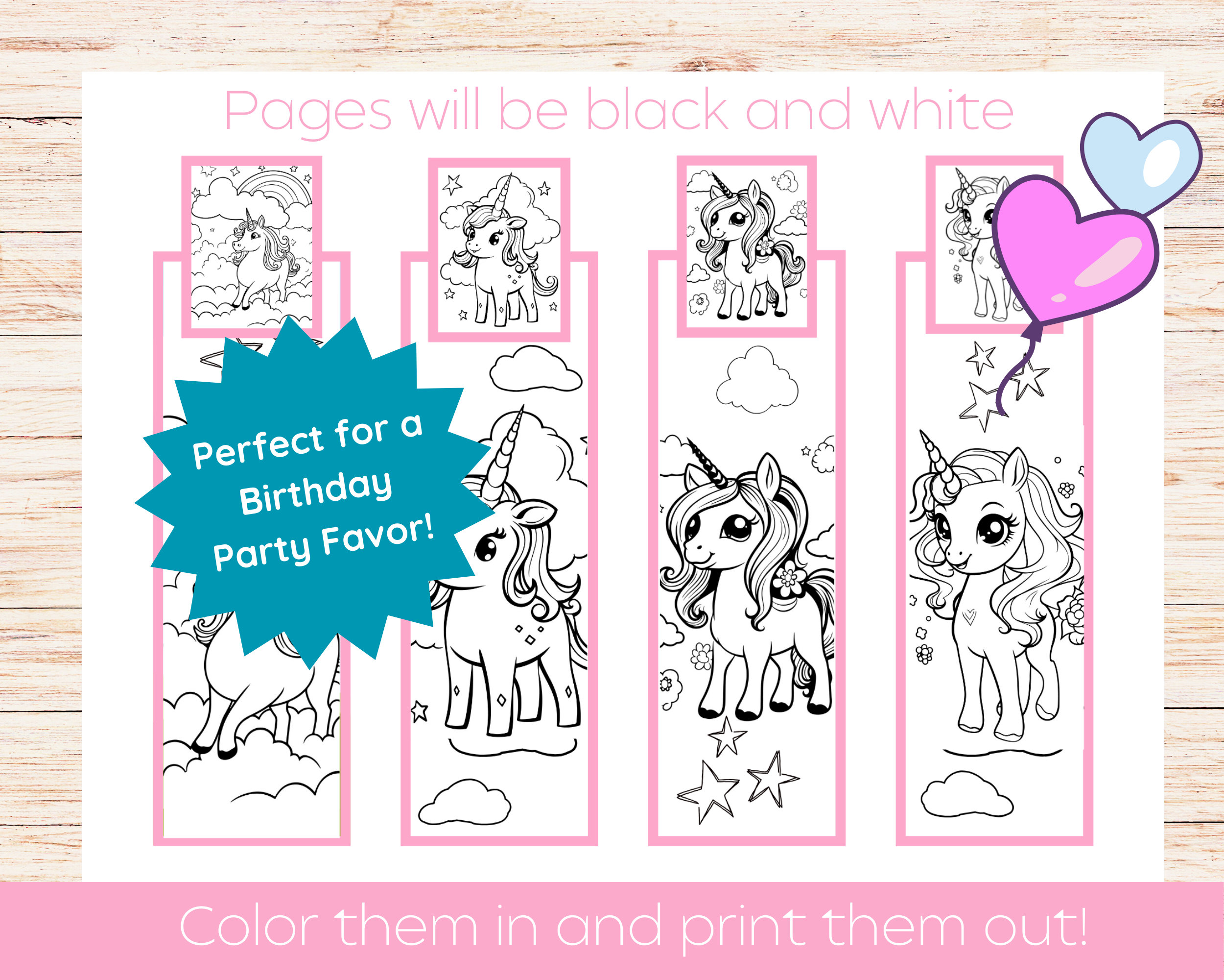 Printable Unicorn Coloring Bookmarks Unicorn Bookmarks Party Favors - Etsy