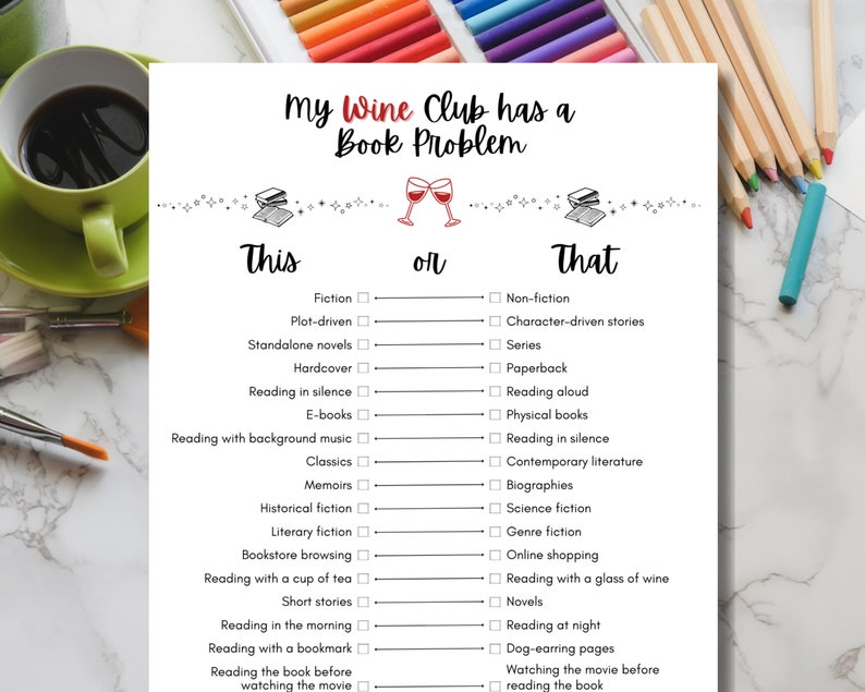 Printable Book Club Questions Wine Club Book Questions - Etsy