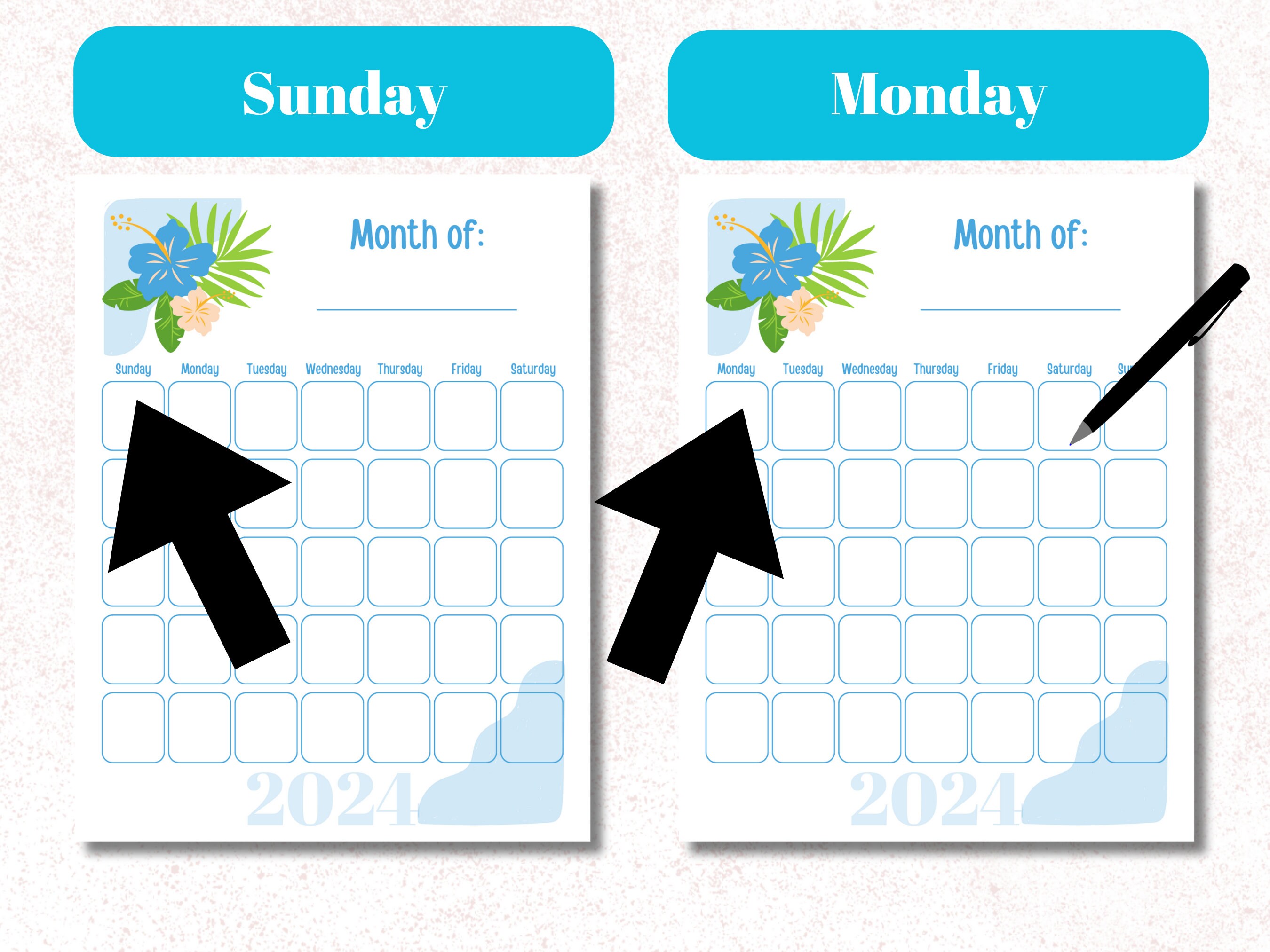 Printable Daily Goal Tracker, Two Week Habit Tracker, Monthly Calendar ...