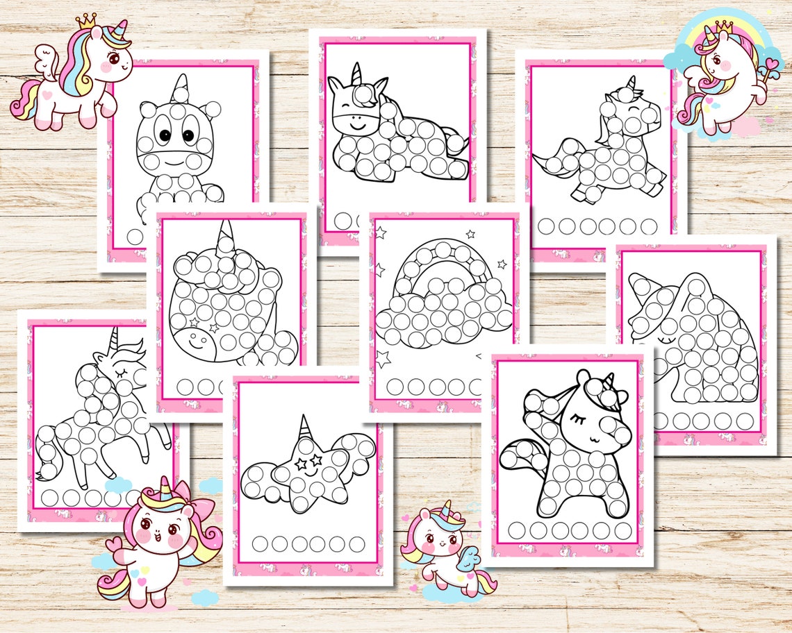 Printable Dot Marker Unicorn Pages Do a Dot Unicorn Coloring Pages - Etsy