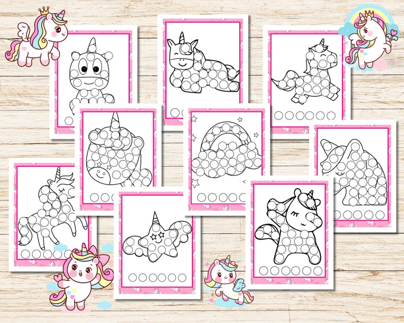 Printable Dot Marker Unicorn Pages Do a Dot Unicorn Coloring Pages - Etsy