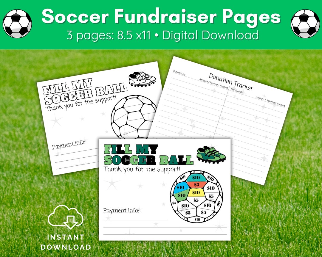 Printable Soccer Fundraiser Forms, Soccer Fundraiser Pages - Etsy