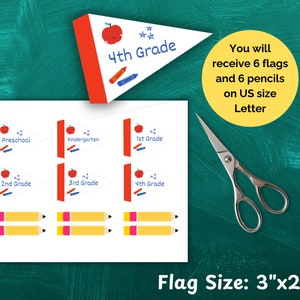 Printable First Day of School Flag, Back to School Pennant Flag, School ...