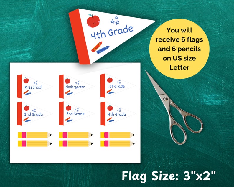 Printable First Day of School Flag, Back to School Pennant Flag, School ...