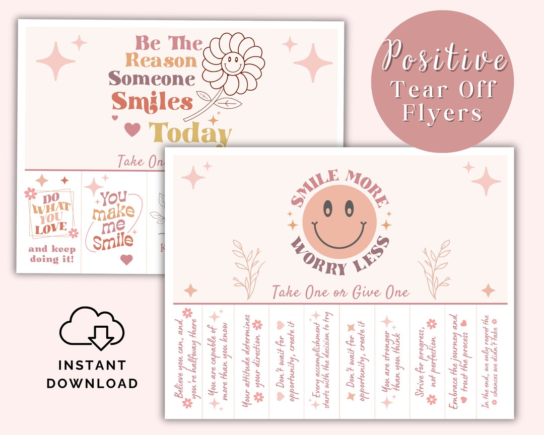 Printable Tear Off, Motivational Flyer, Positive Quote Flyer - Etsy